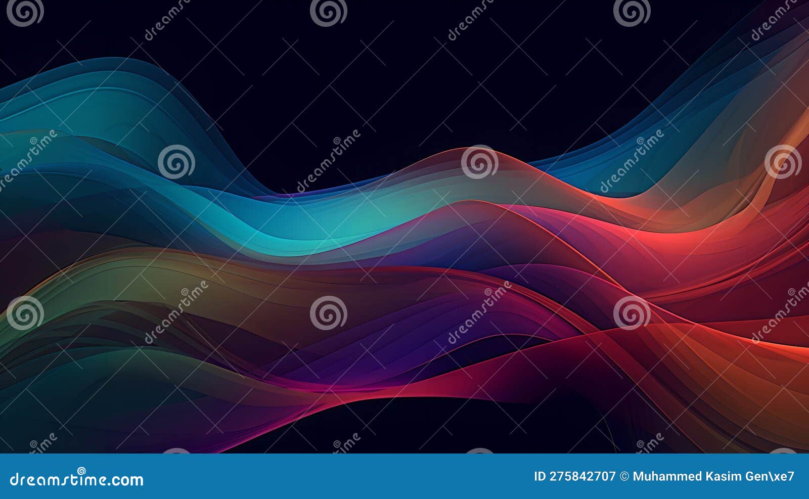 Multi Color Abstract Silk Waves Background Generative Art Stock ...