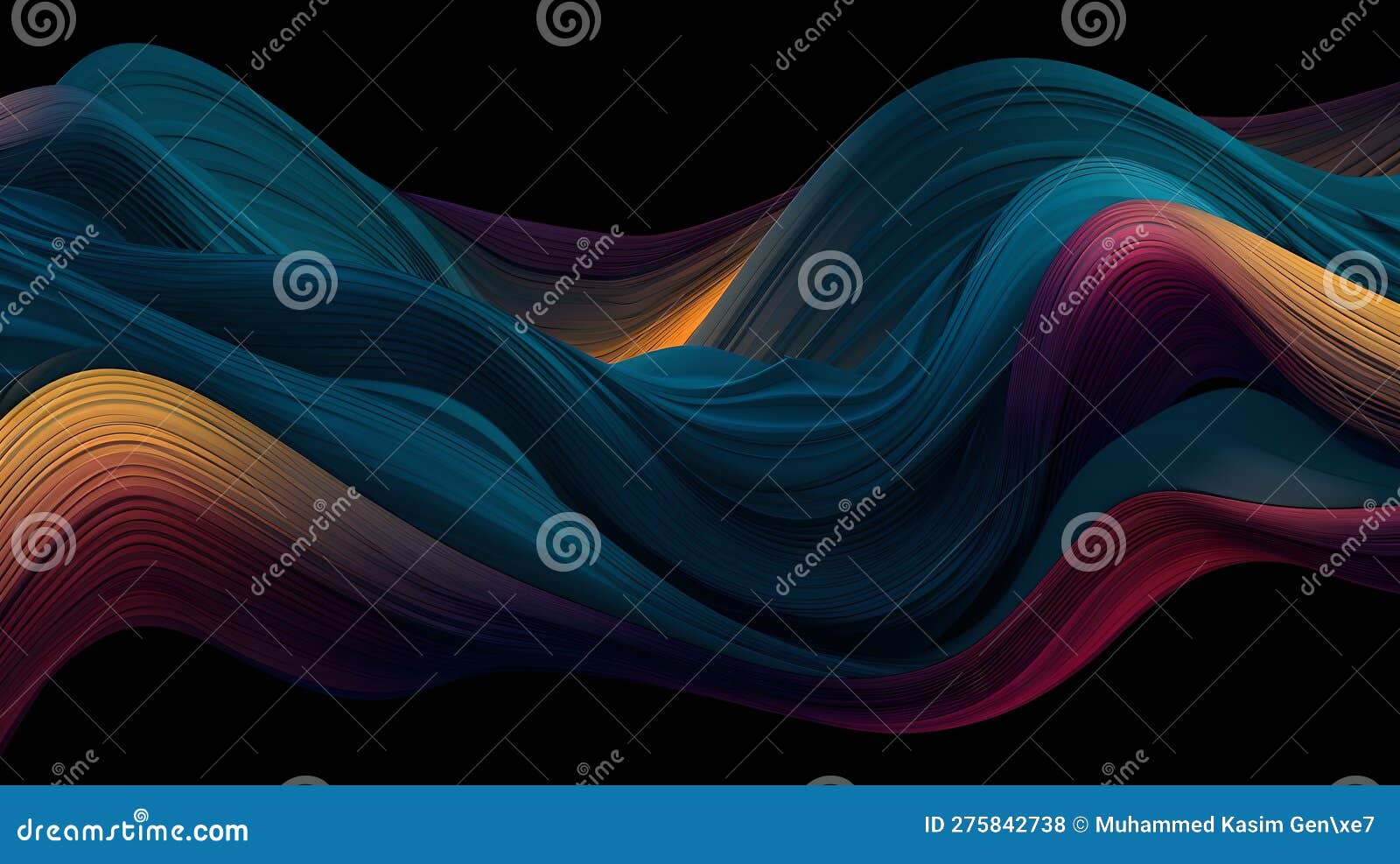 Multi Color Abstract Silk Waves Background Generative Art Stock ...