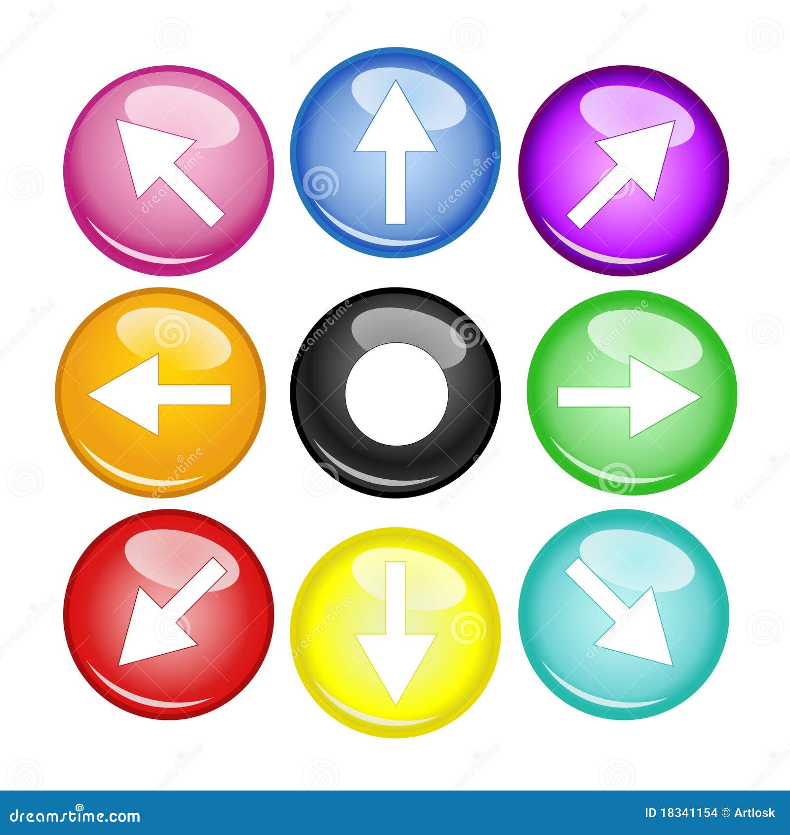 Multi color arrow and orb stock vector. Illustration of button - 18341154