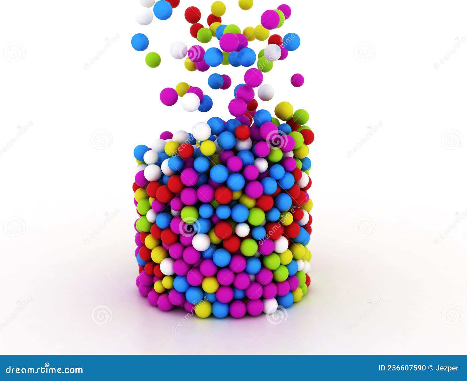 Multi Color Balls Falling on White Background Stock Illustration ...