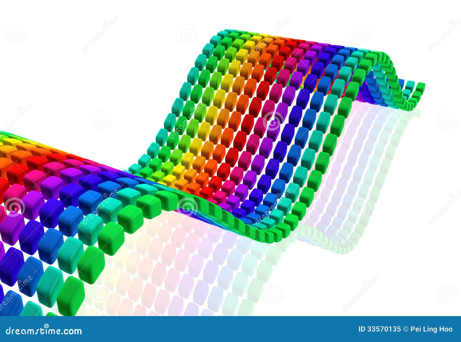 Multi Color Cube Wave with Reflection Stock Illustration - Illustration ...