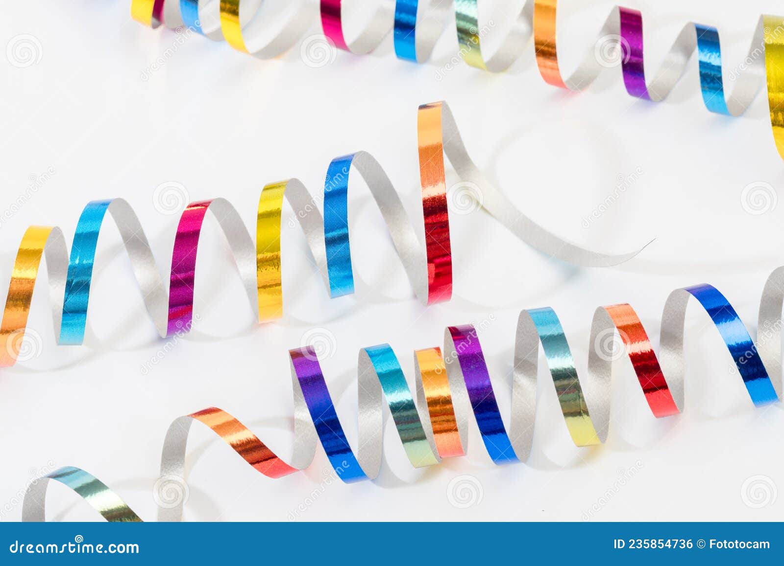 Multi Color Curly Confetti Isolated on White Background Stock Photo ...