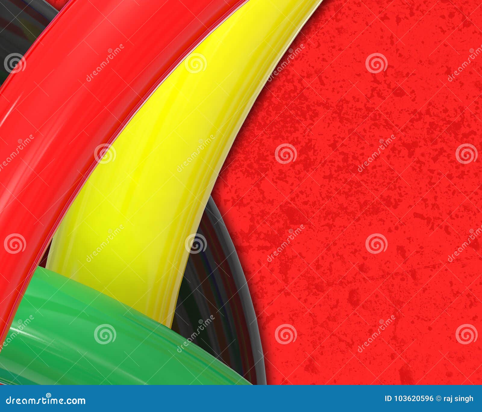 Multi Color Curved Stripes and a Textured Red Background Stock ...