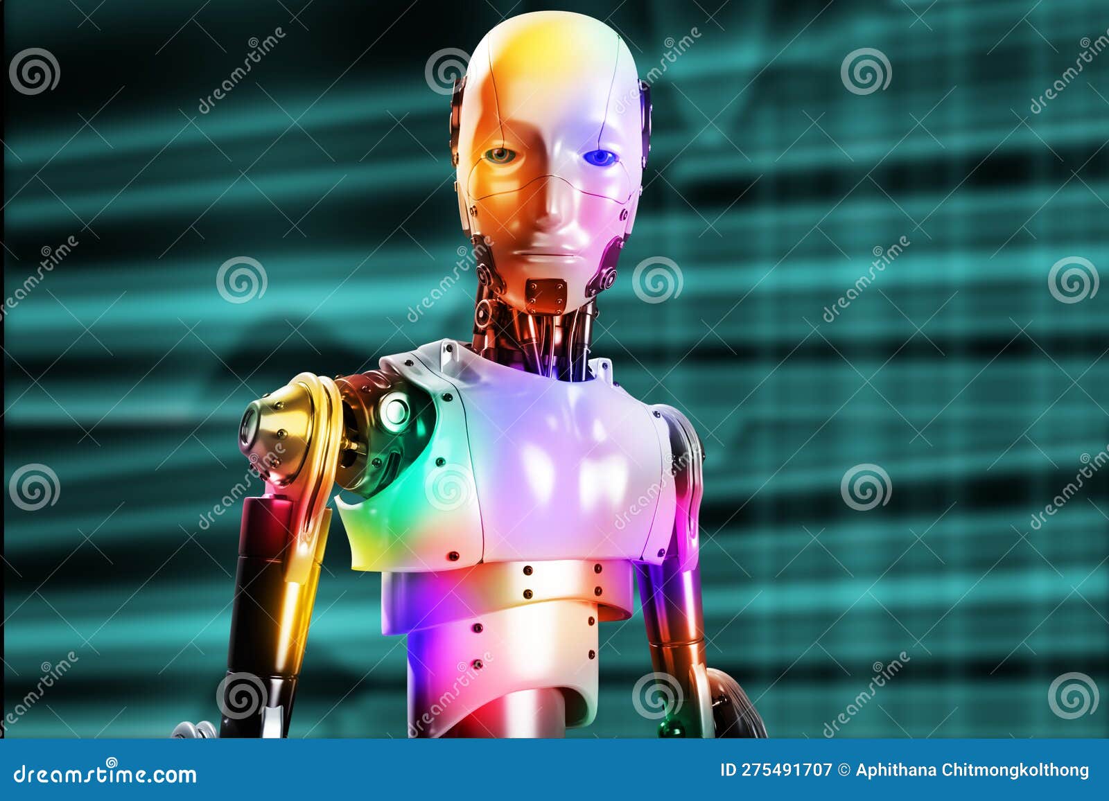 Multi Color 3D Robotic on Multi Color Abstract Background Stock ...