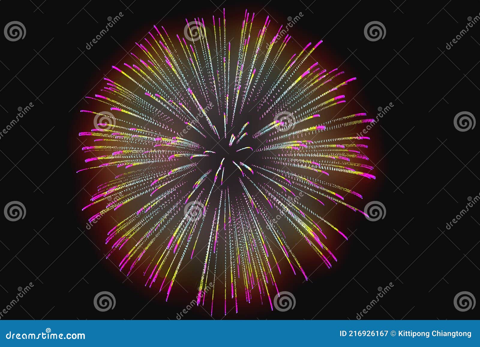 Multi-color Festive Fireworks Isolated on a Dark Background. 3D ...