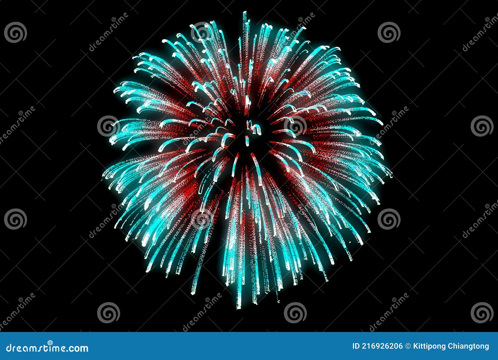 Multi-color Festive Fireworks Isolated on a Dark Background. 3D ...