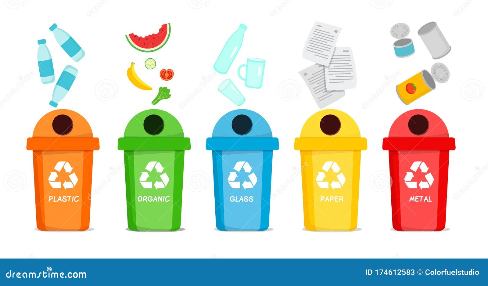 Multi Color Flat Nice and Good Trash Bin Stock Vector - Illustration of ...