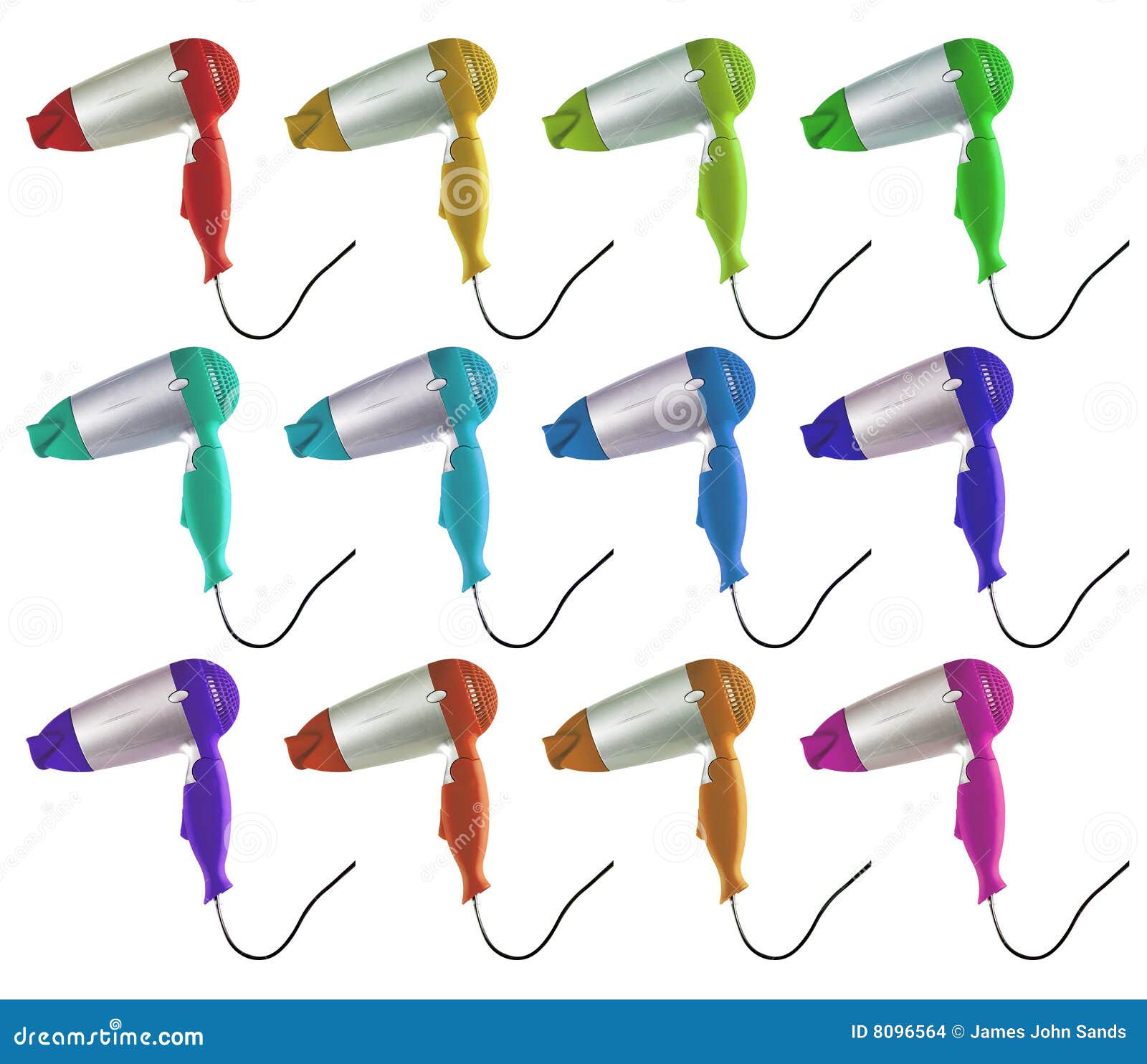 Multi-color hair dryers stock photo. Image of brushing - 8096564