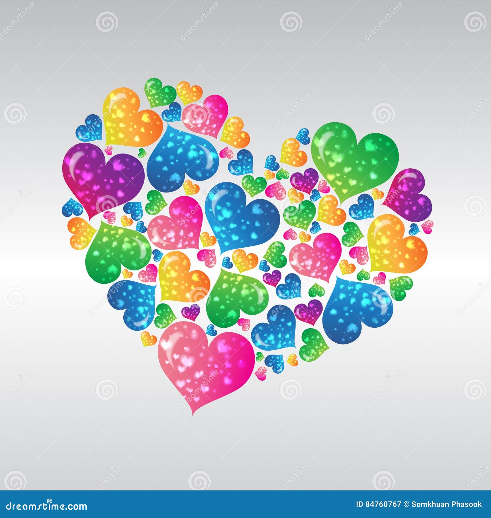 Multi color heart stock vector. Illustration of vector - 84760767