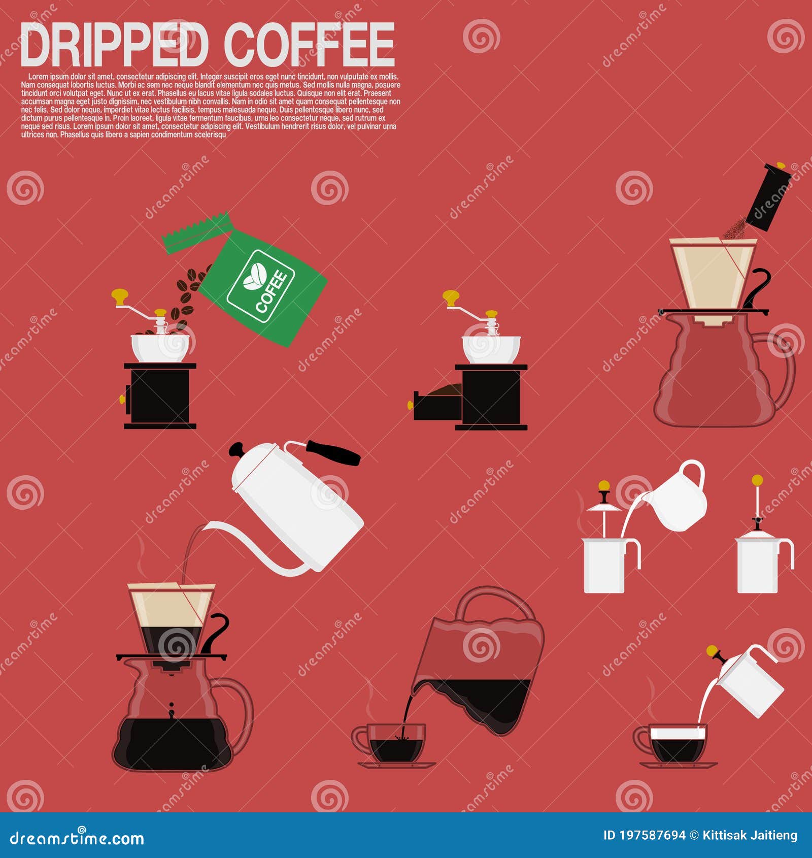 Multi Color Icon of Dripped Coffee Making Process Stock Vector ...