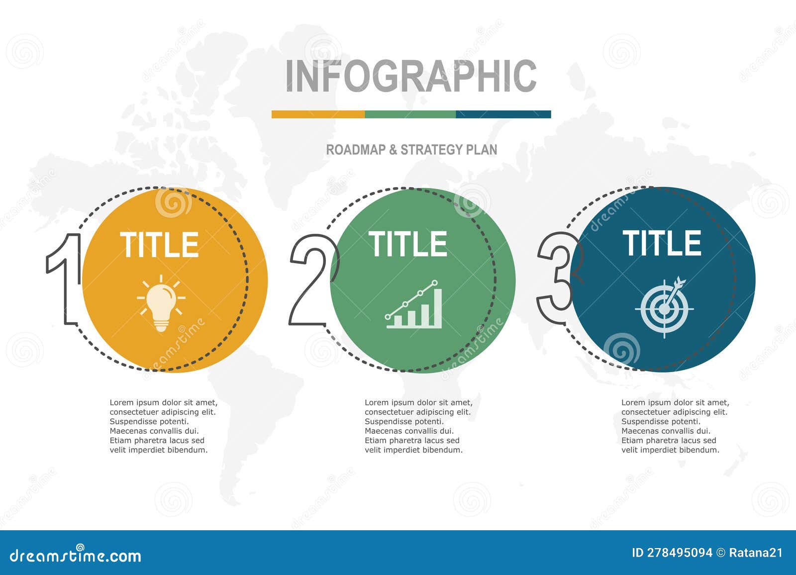 Infographic Elements Template, Business Concept with 6 Steps with World ...