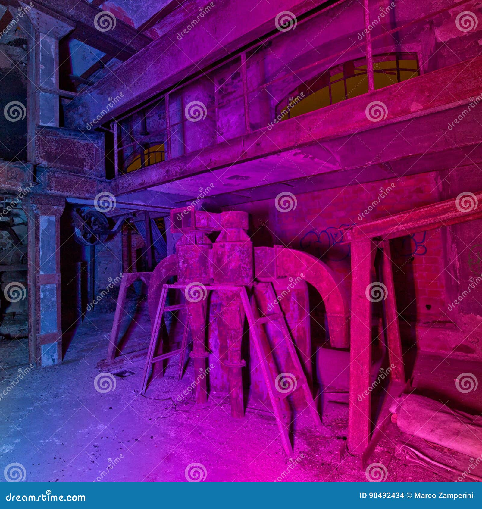 Multi Color Light Painting Old Factory Stock Photo - Image of ...