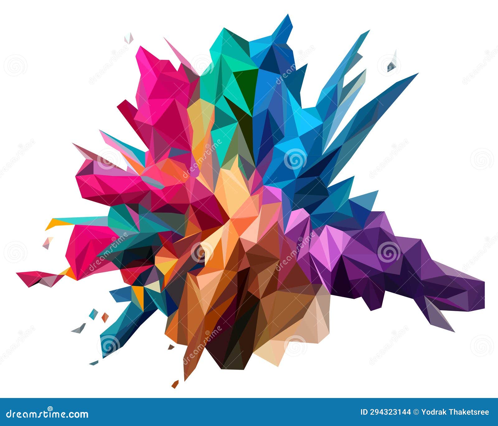 Multi Color Paint Splash Isolated Low Poly Modeling Vector Background ...
