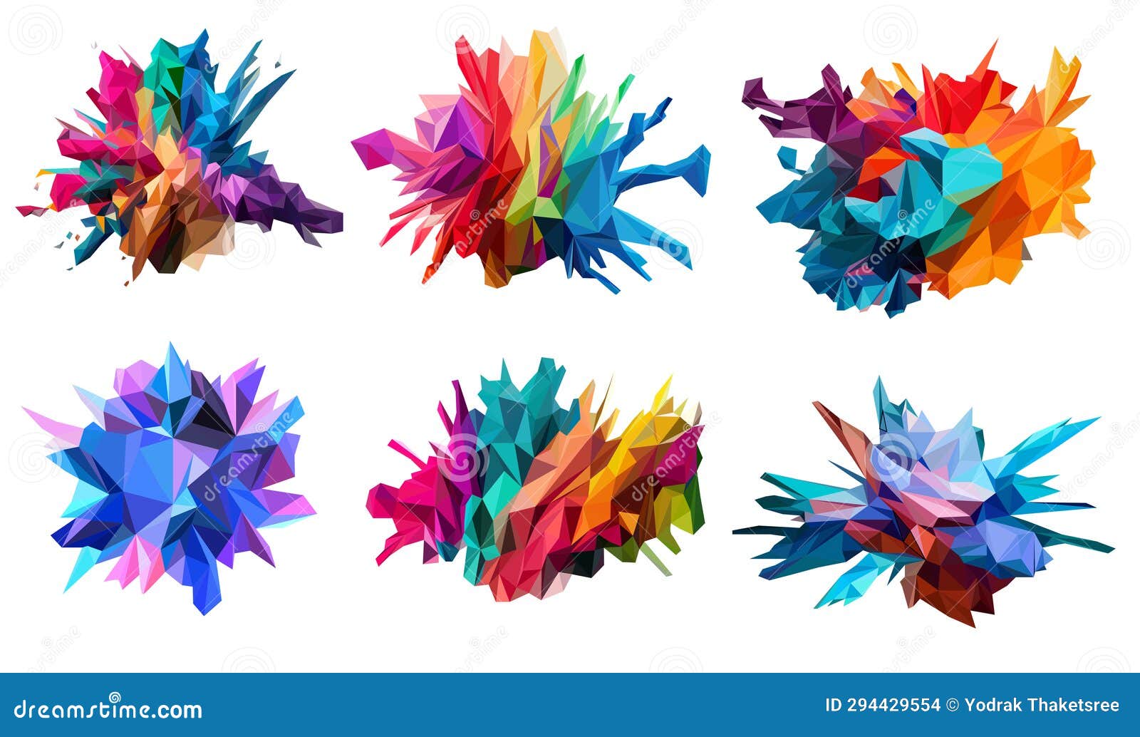 Multi Color Paint Splash Isolated on White Background Low Poly Vector ...