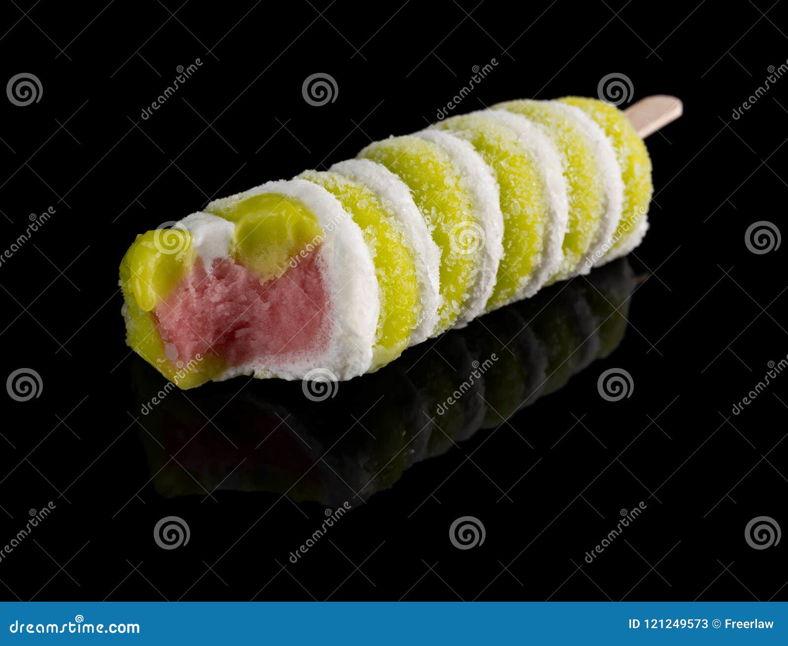 Multi Color Popsicle with Bites on Black Background Stock Image - Image ...