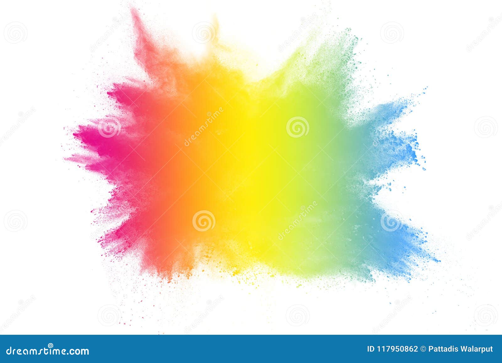 Multi Color Powder Explosion on White Background. Stock Photo - Image ...