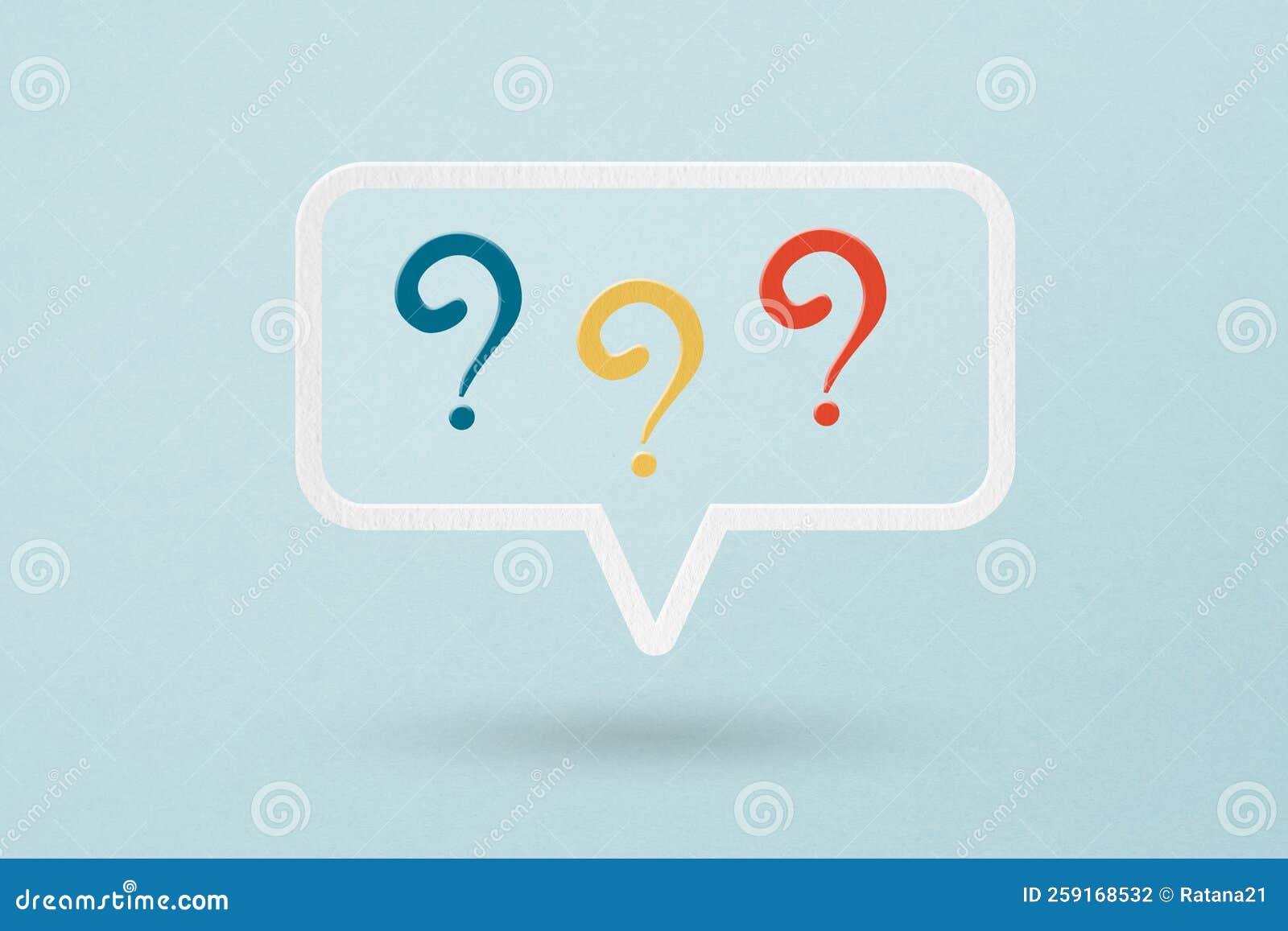 Question Marks Inside White Speech Bubble Paper Cut on Grunge Blue ...
