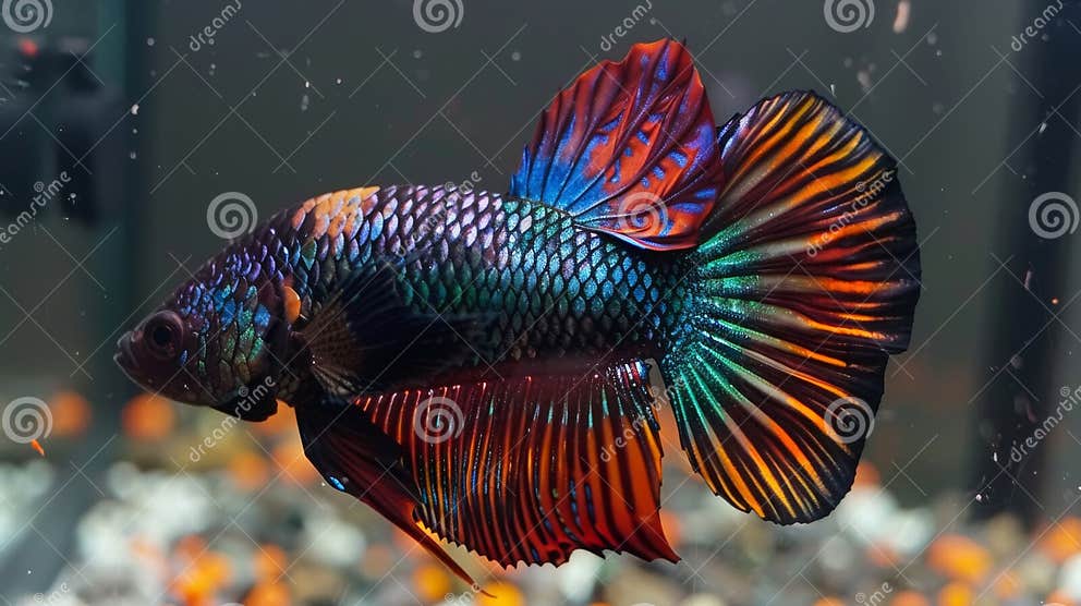 Multi Color Siamese Fighting Fish Stock Illustration - Illustration of ...