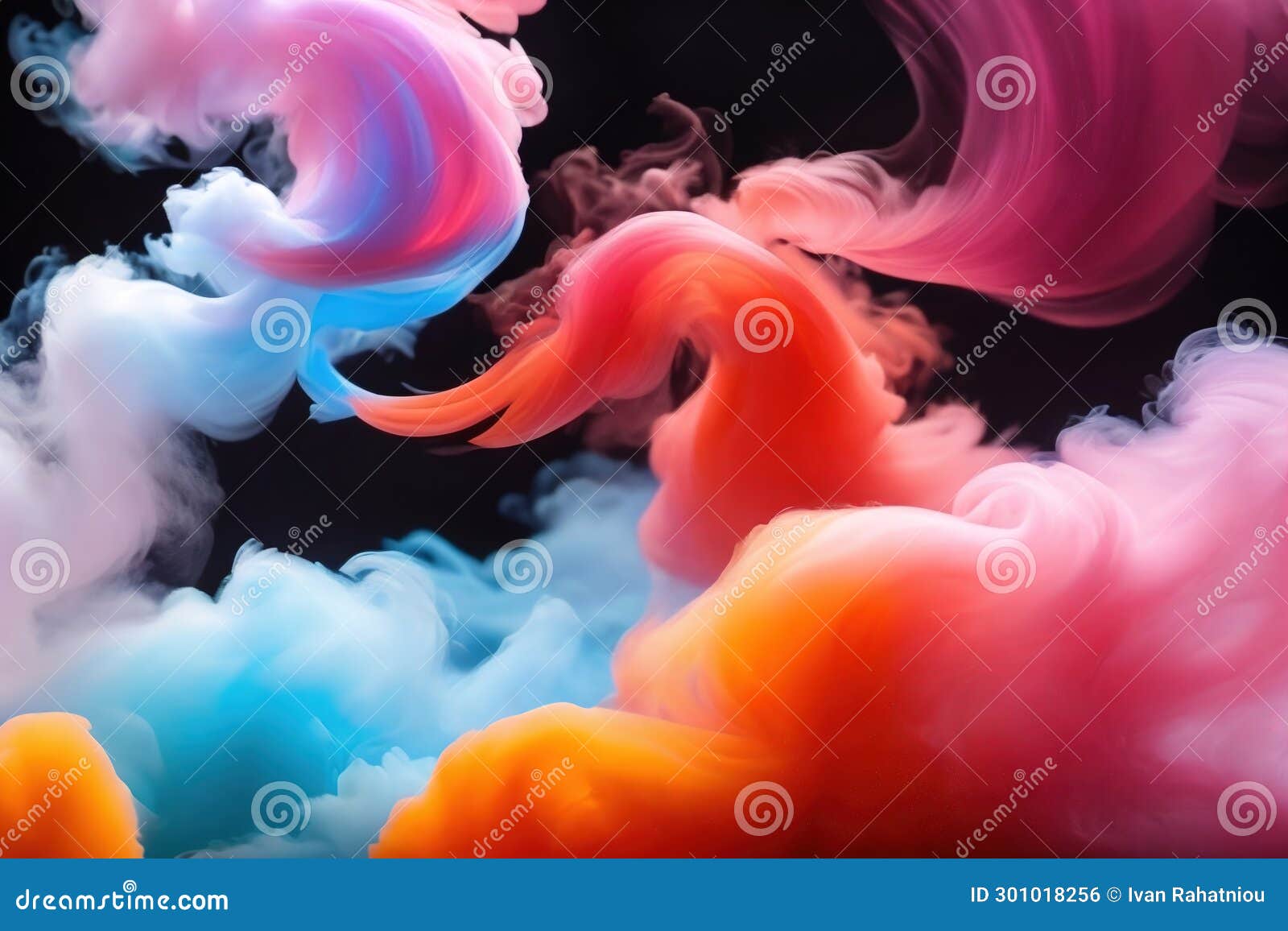 Multi Color Smoke on Dark Background Stock Illustration - Illustration ...
