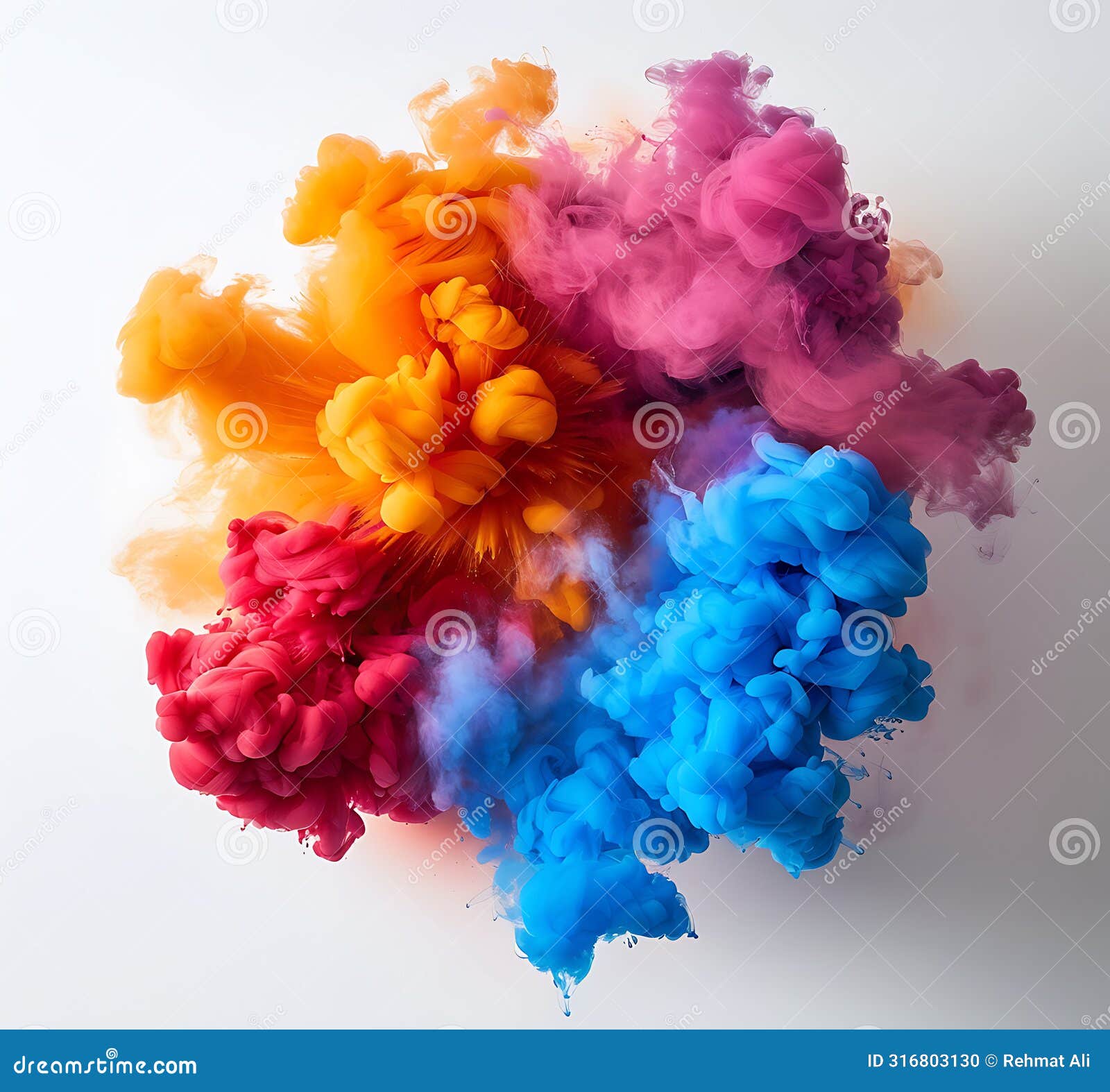 Multi Color Smoke Explosion on White Background Stock Photo - Image of ...