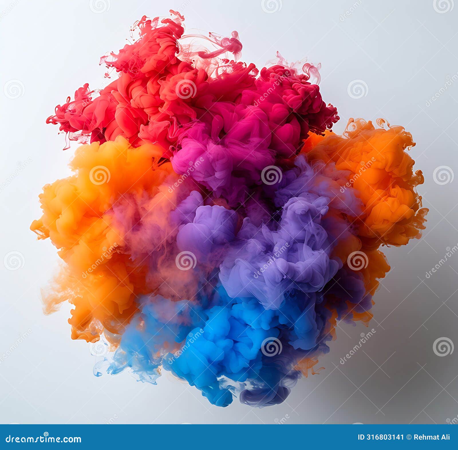 Multi Color Smoke Explosion on White Background Stock Image - Image of ...