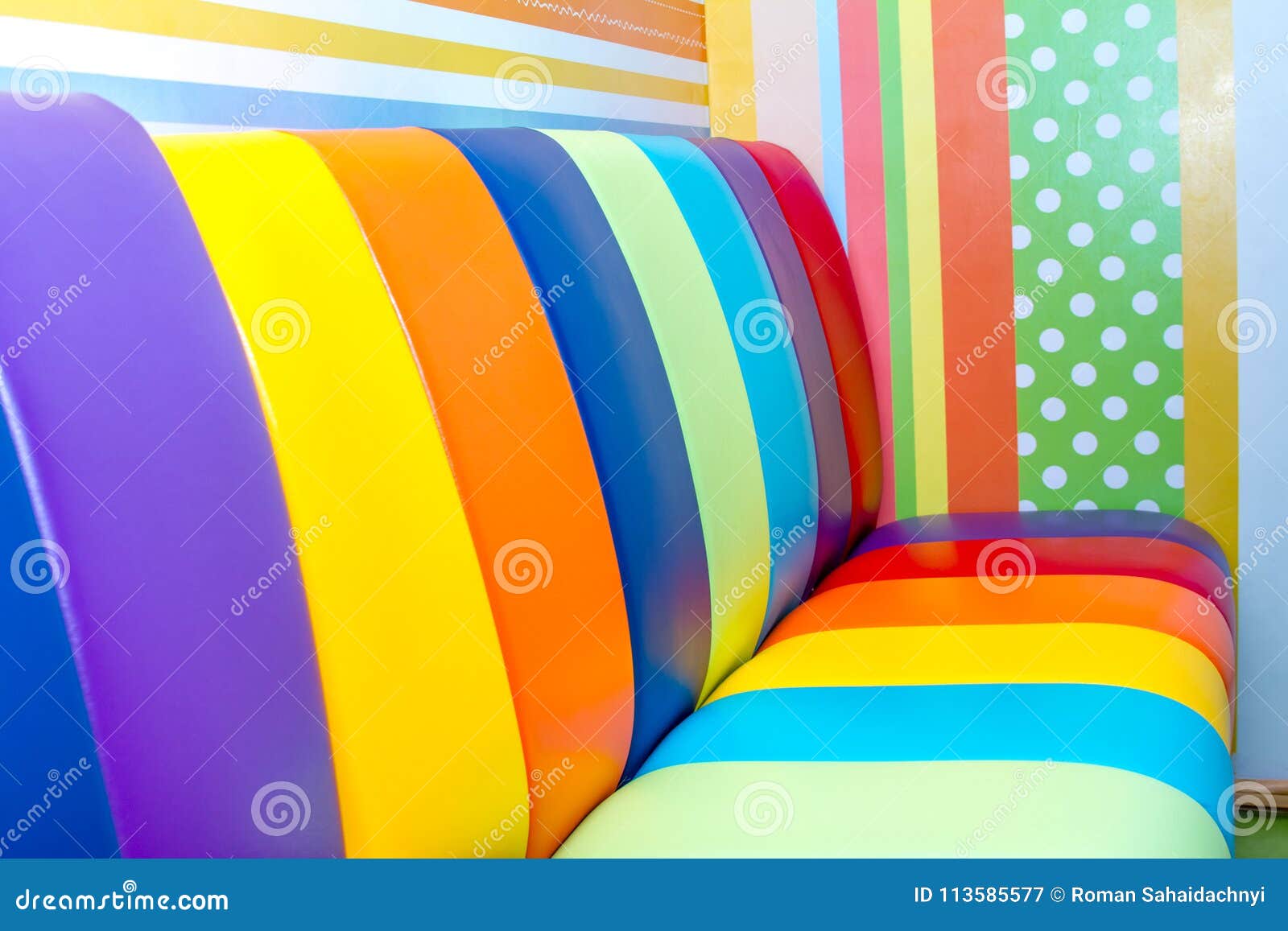 Multi color sofa bed. stock image. Image of cushion - 113585577