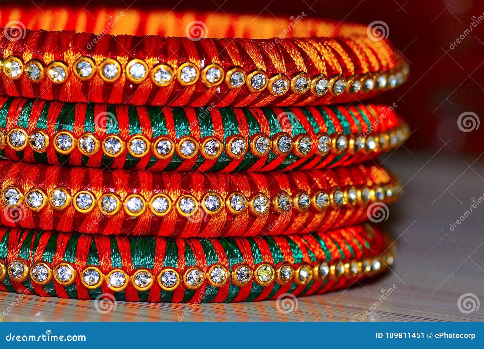Multi Color Stone Studded Silk Thread Bangles Stock Image - Image of ...