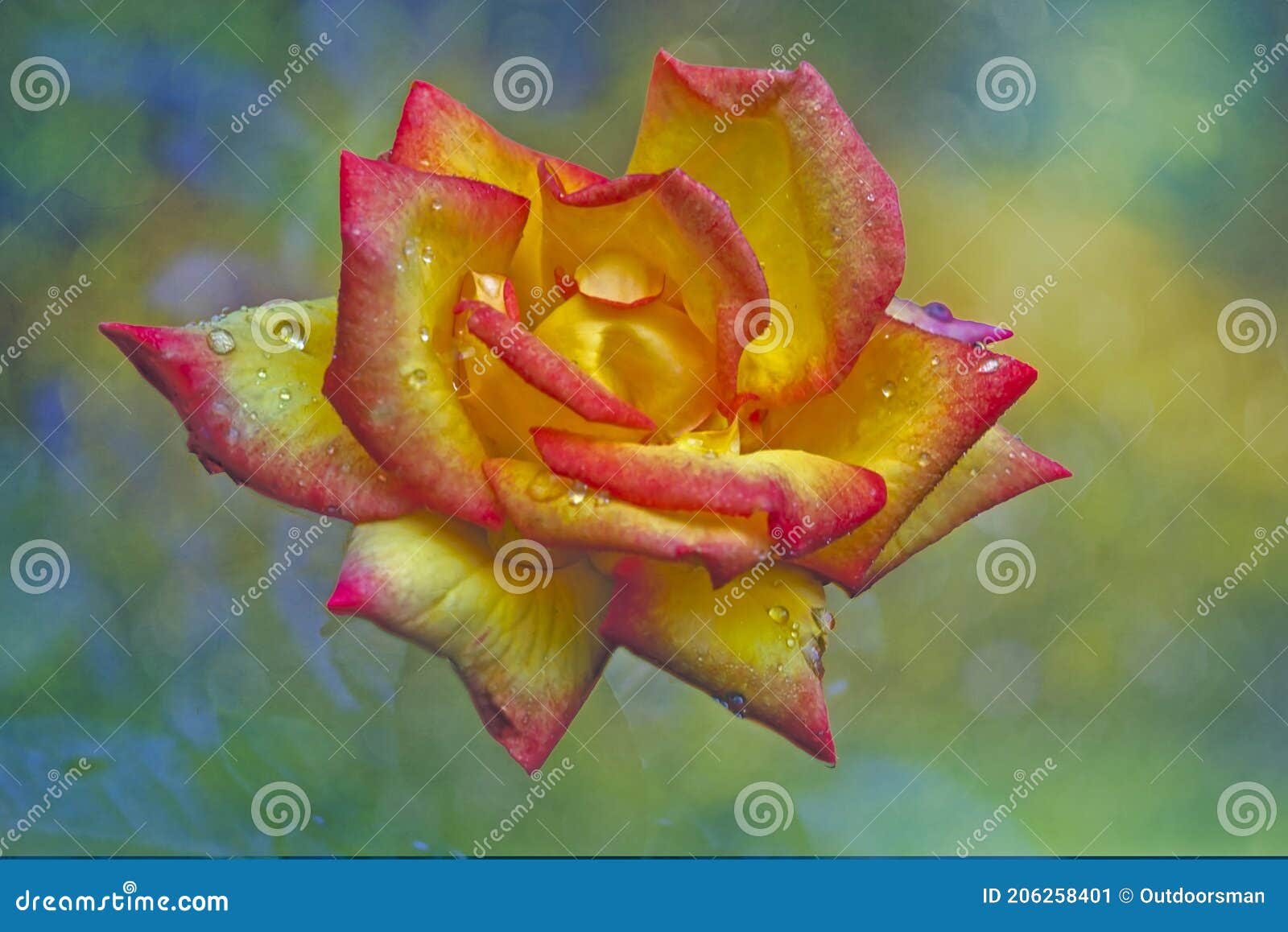 Multi color tea rose stock image. Image of garden, vibrant - 206258401