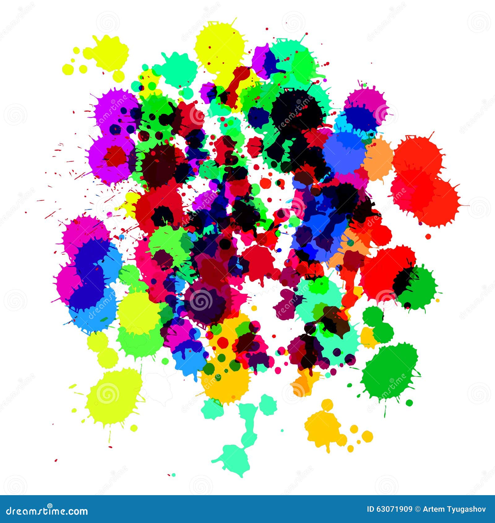 Multi Color Translucent Splash on White Background. Vector Illustration ...