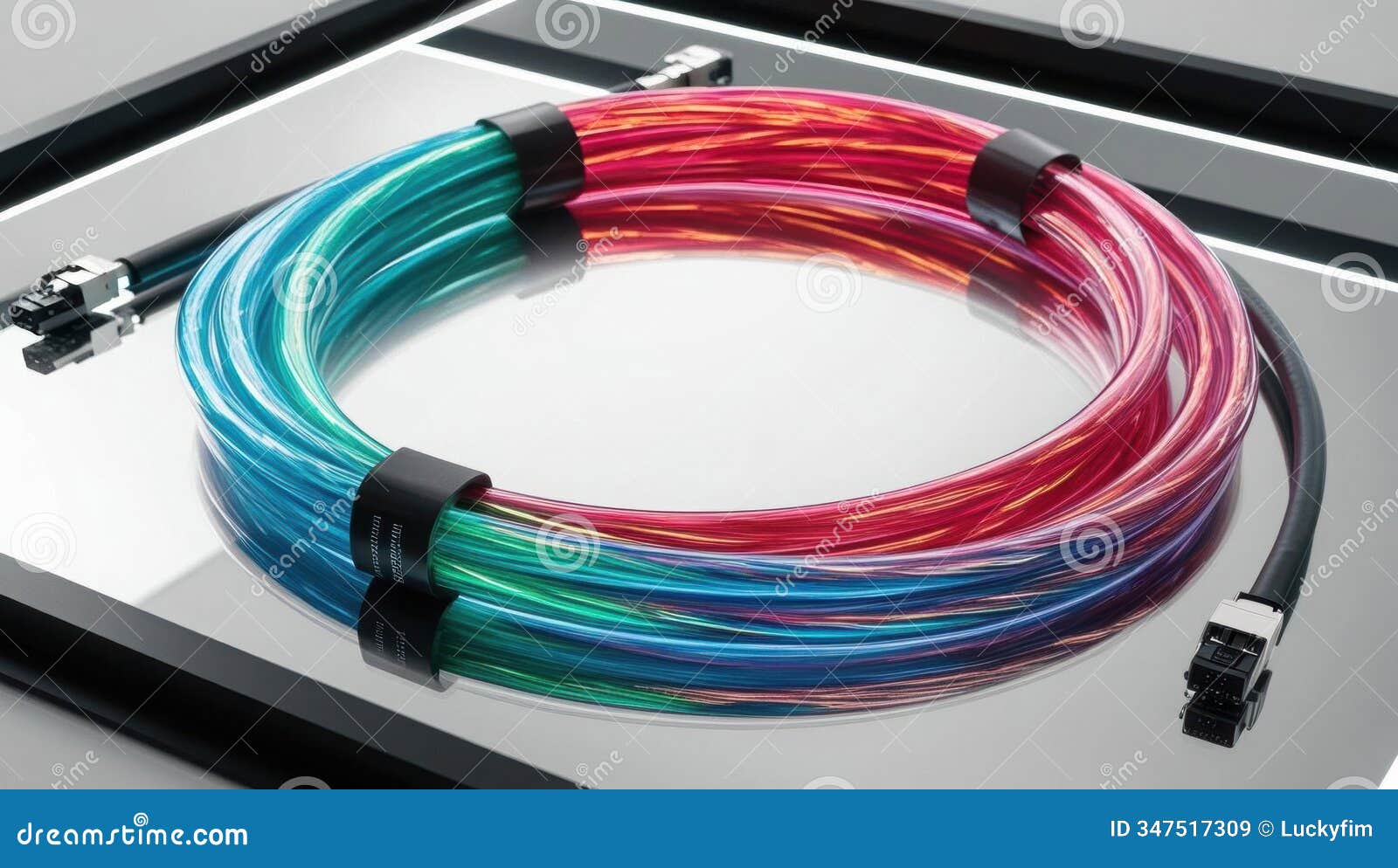 Multi Color Transparent Fiber Cables with High Tech Setup and Light ...