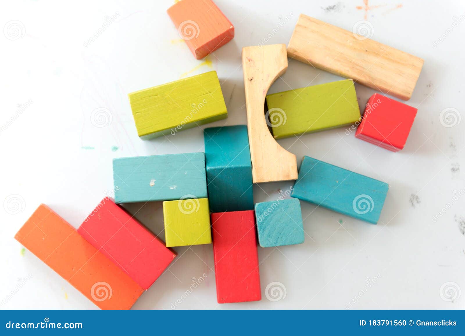 Multi Color Wooden Blocks on a Table Stock Photo - Image of playing ...