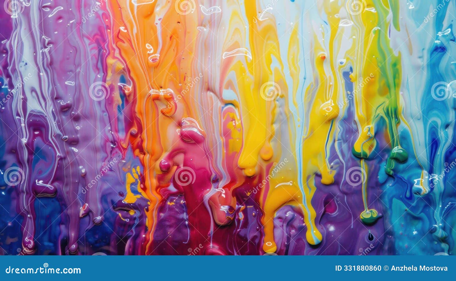 Multi-colored Acrylic Paint Flowing Down the Surface Stock Photo ...