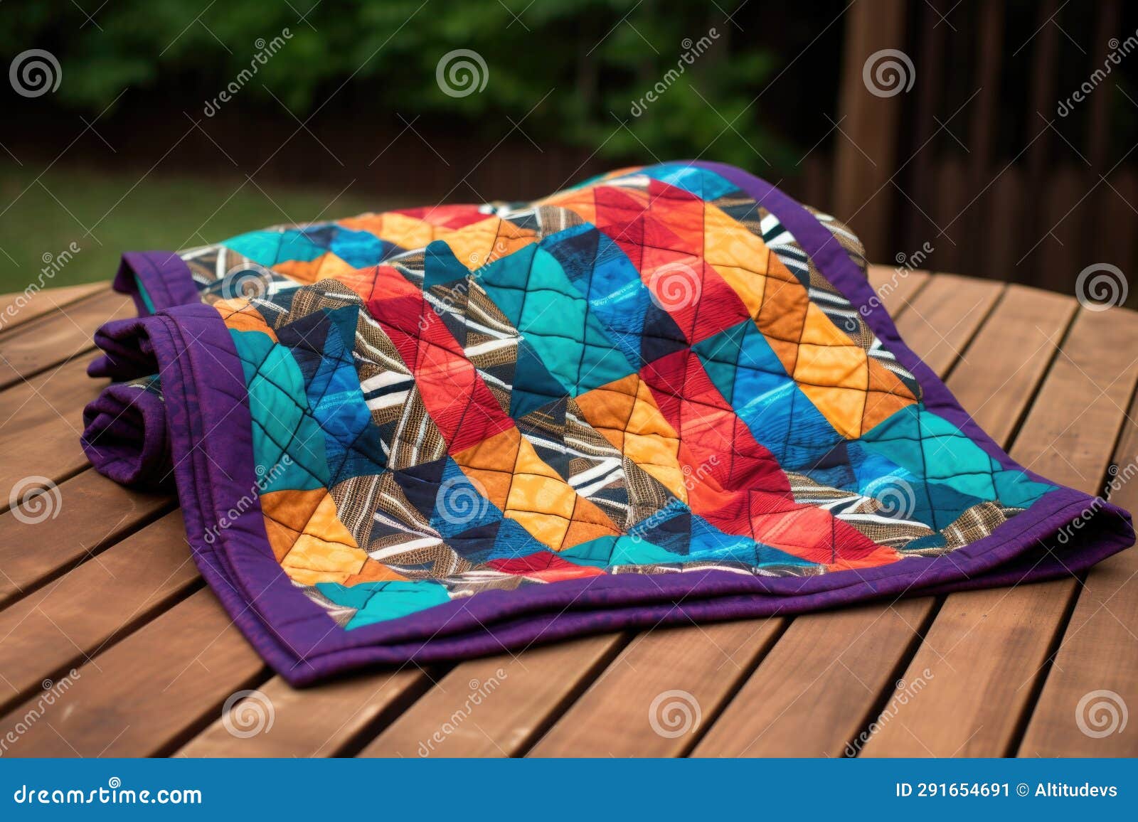 Multi-colored African Quilt Laid Flat on a Table Stock Image - Image of ...