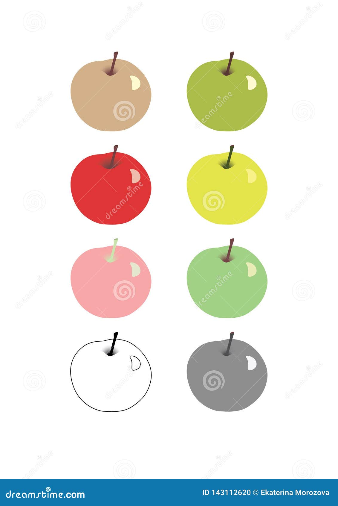 Multi-colored apples stock vector. Illustration of food - 143112620