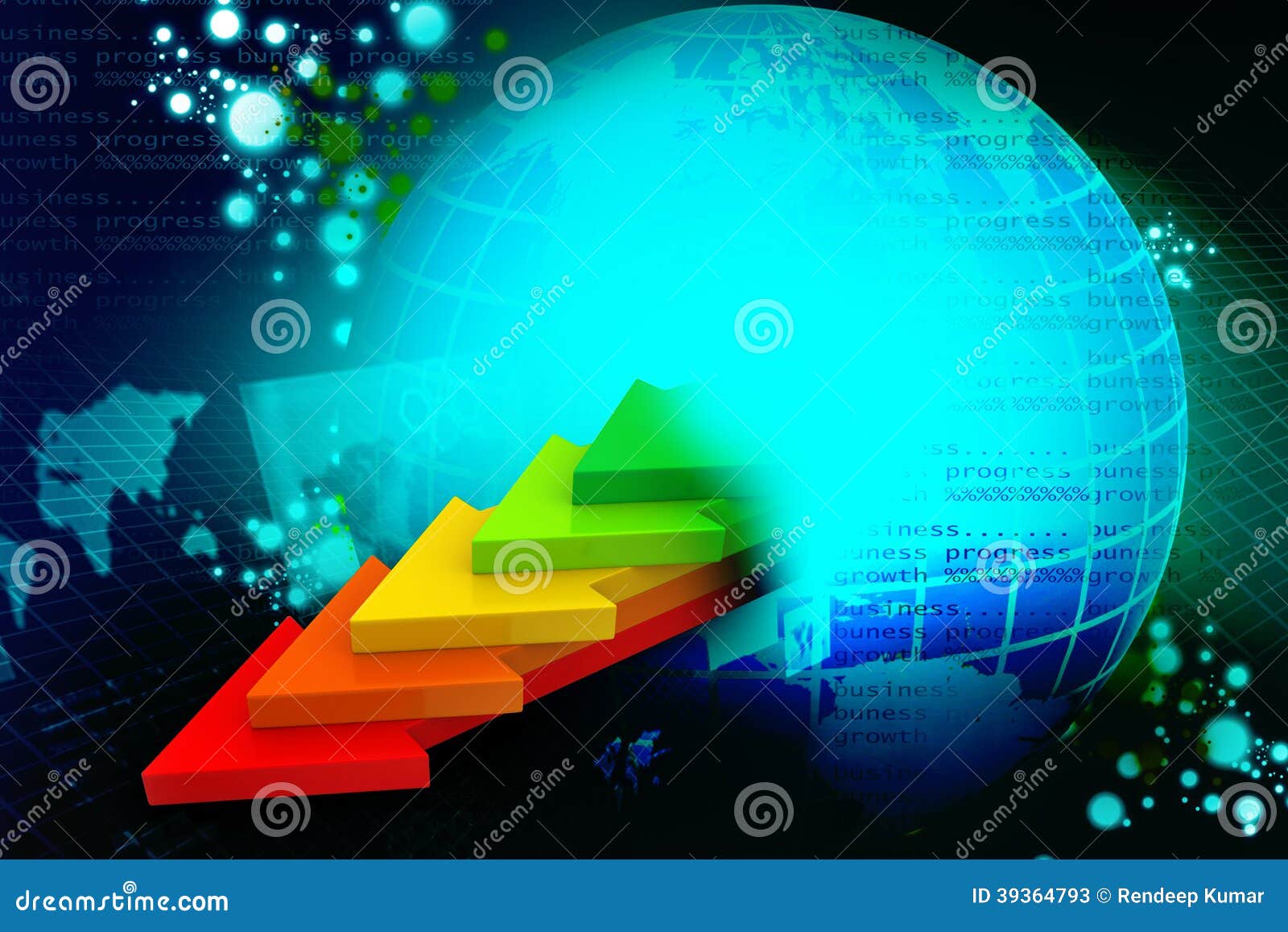 Multi Colored Arrow and Earth Stock Illustration - Illustration of ...