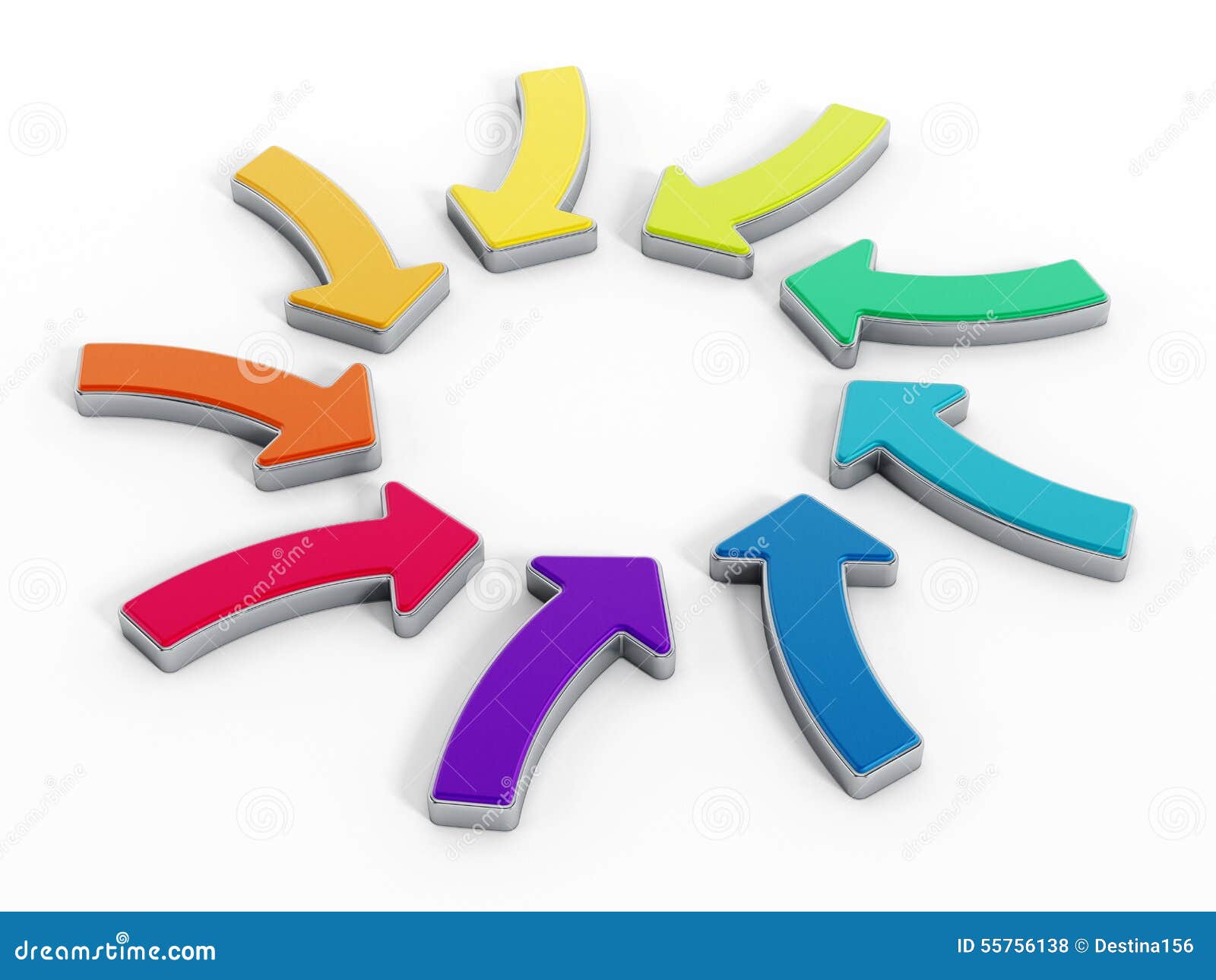 Multi Colored Arrow Signs Forming a Circle Shape Stock Illustration ...
