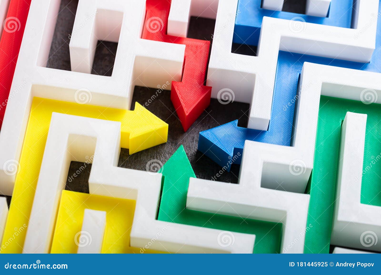Multi Colored Arrows in the Center of Maze Stock Image - Image of ...