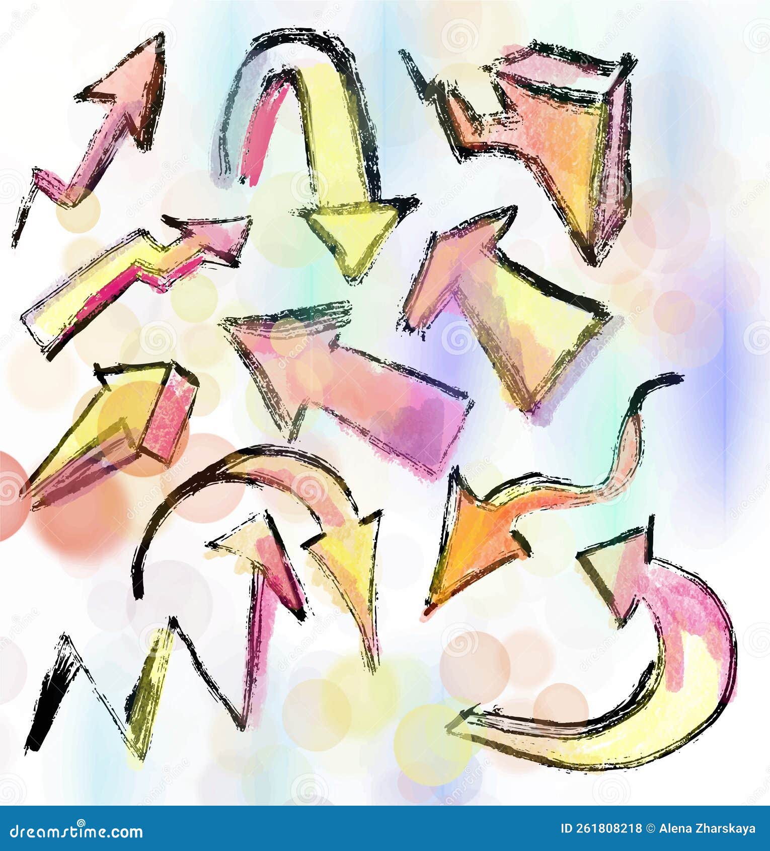 Multi-colored Arrows Drawn in Black Pencil in Different Directions ...