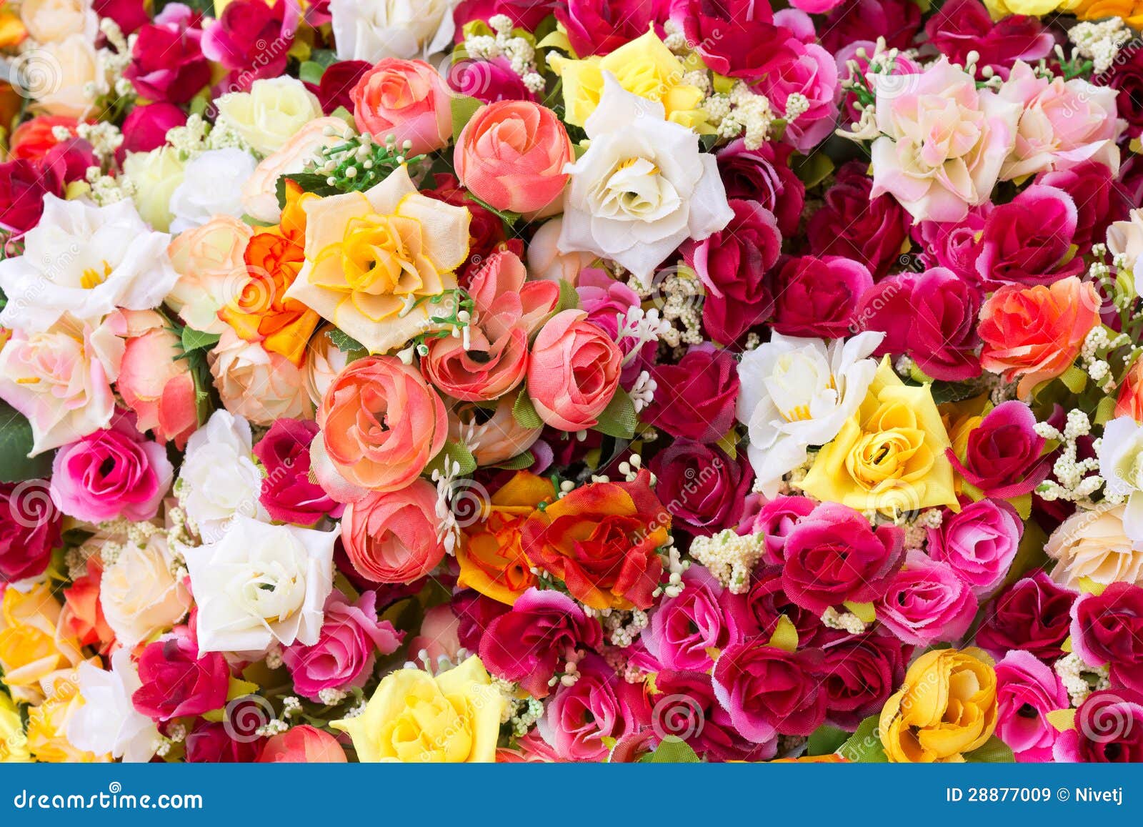 Multi Colored Artificial Roses Stock Image - Image of green, yellow ...