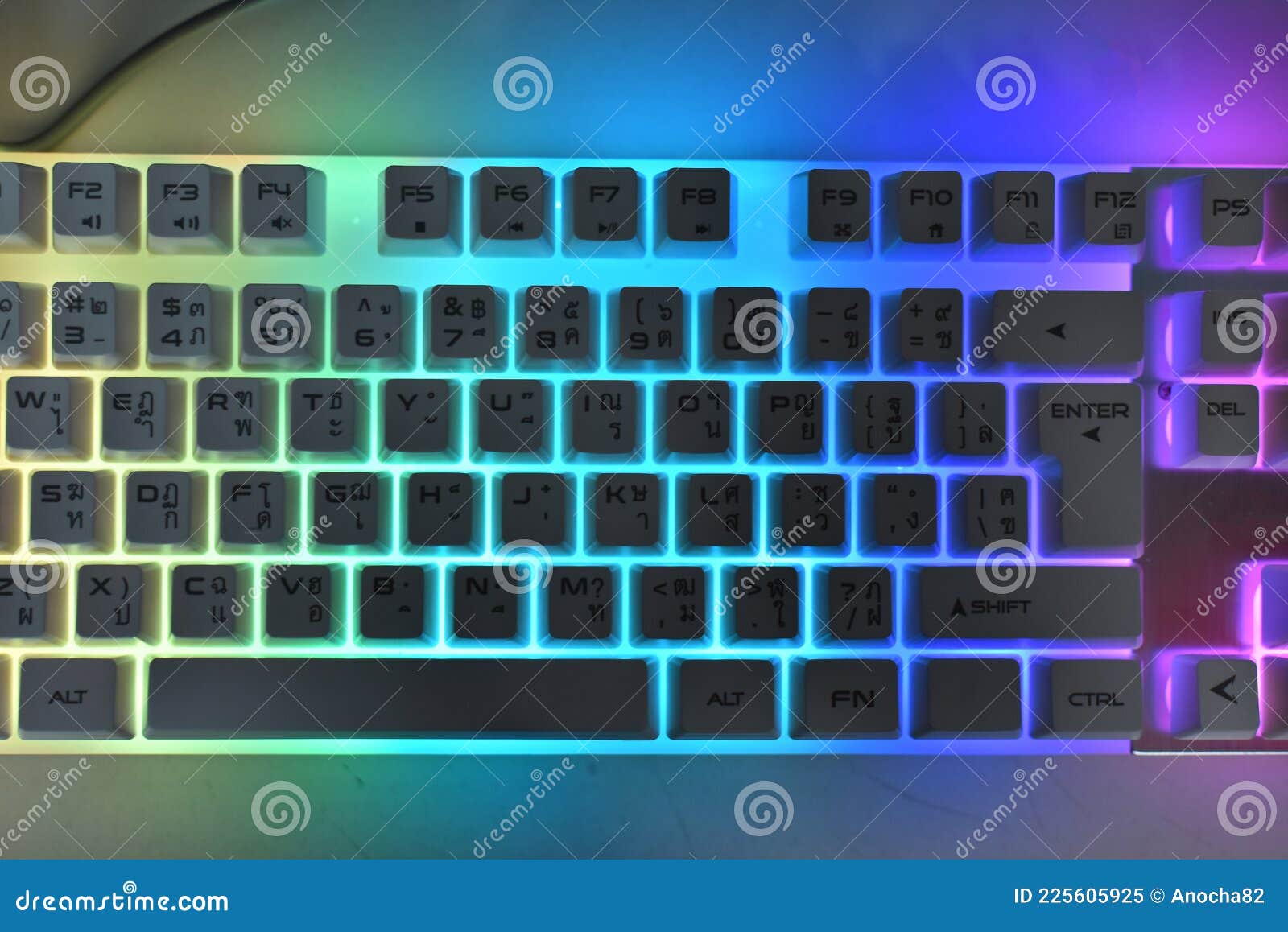 Multi-colored Backlit White Keyboard Stock Image - Image of closeup ...