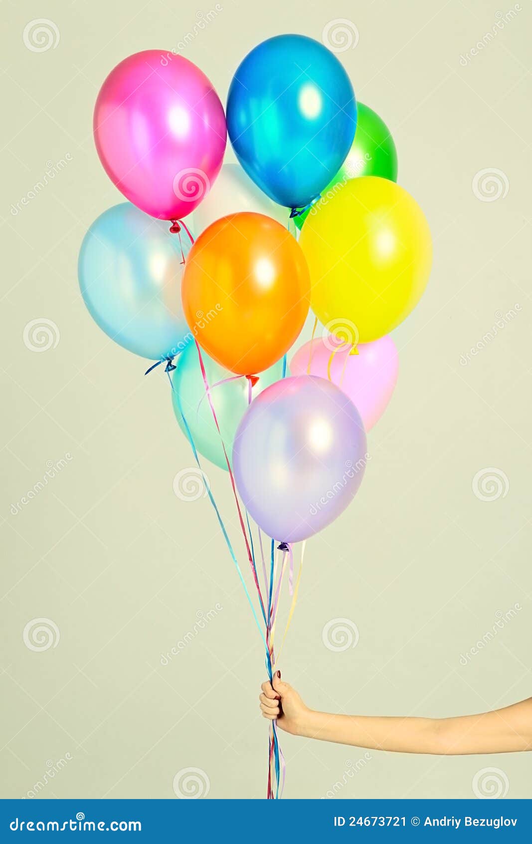 Multi-colored balloons stock image. Image of orange, holding - 24673721