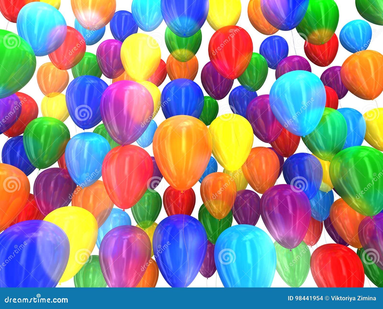 Multi-colored balloons 3D stock illustration. Illustration of isolated ...