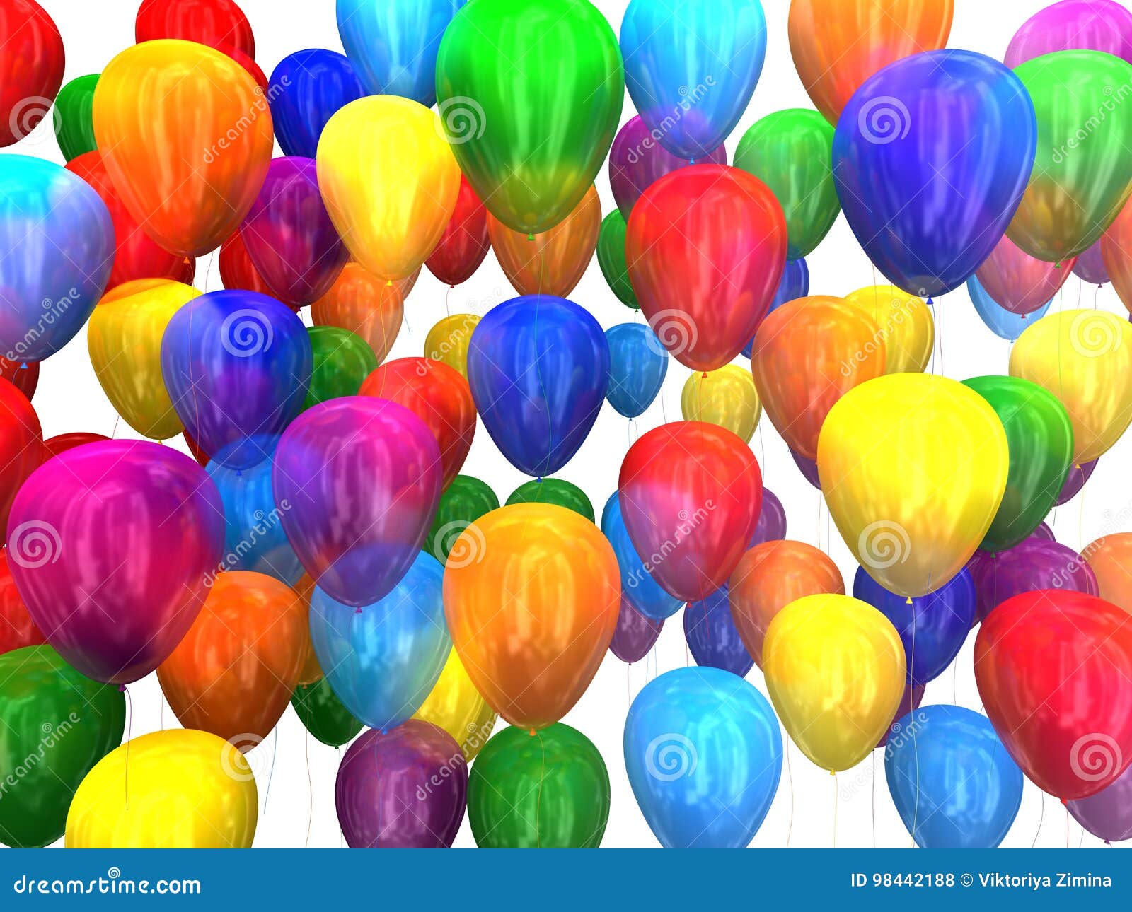Multi-colored balloons 3D stock illustration. Illustration of latex ...