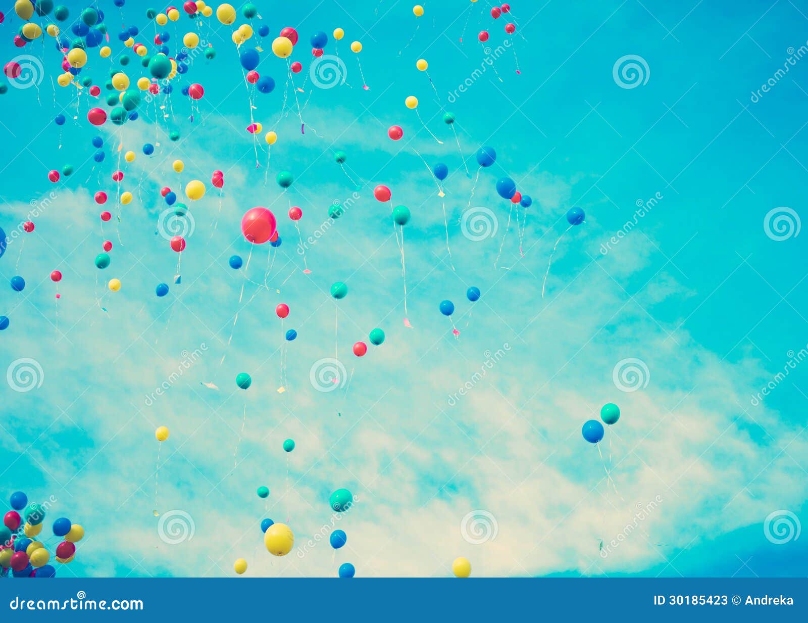 Colorful balloons flying stock image. Image of balloons - 30185423