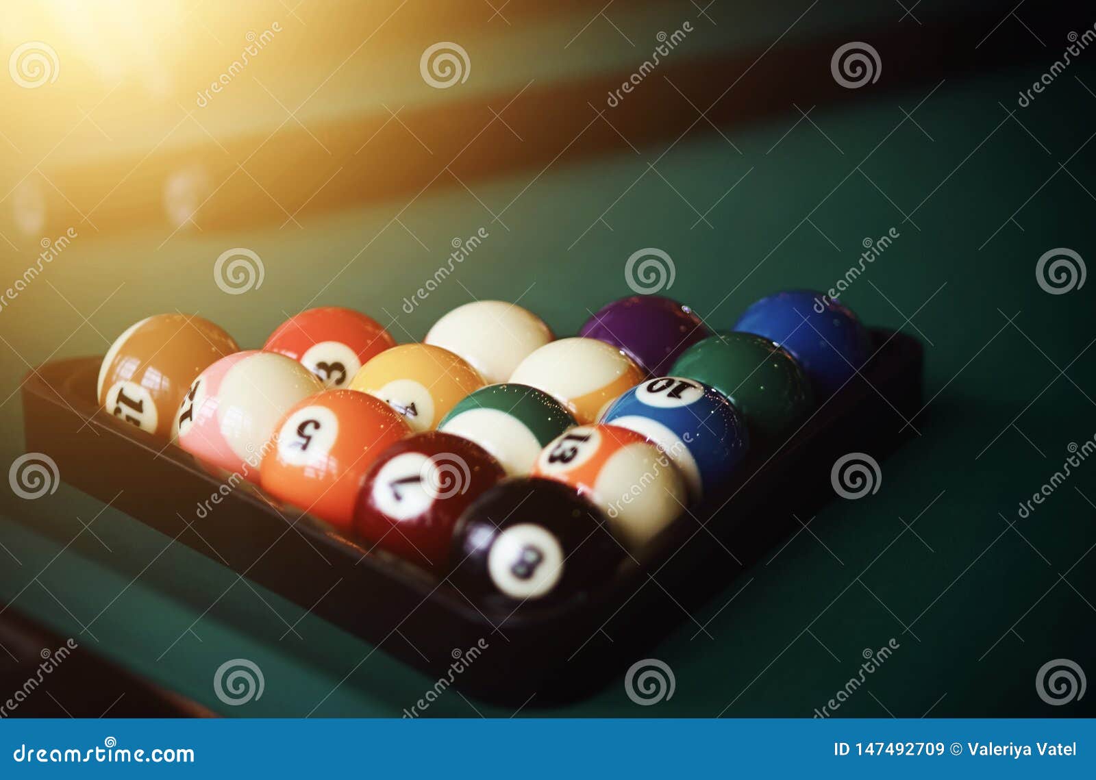 Multi-colored Balls for the Game of Billiards and Two Cue Stock Image ...