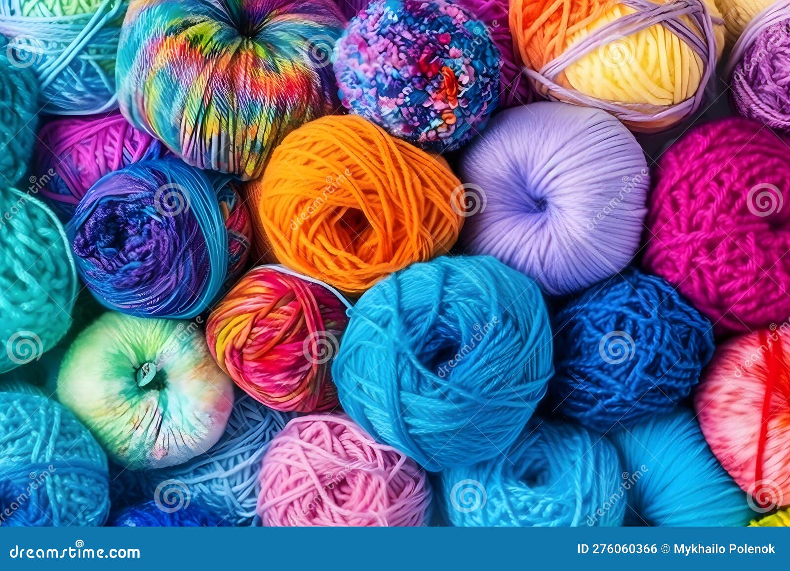 Multi-colored Balls of Thread for Knitting. Neural Network AI Generated ...