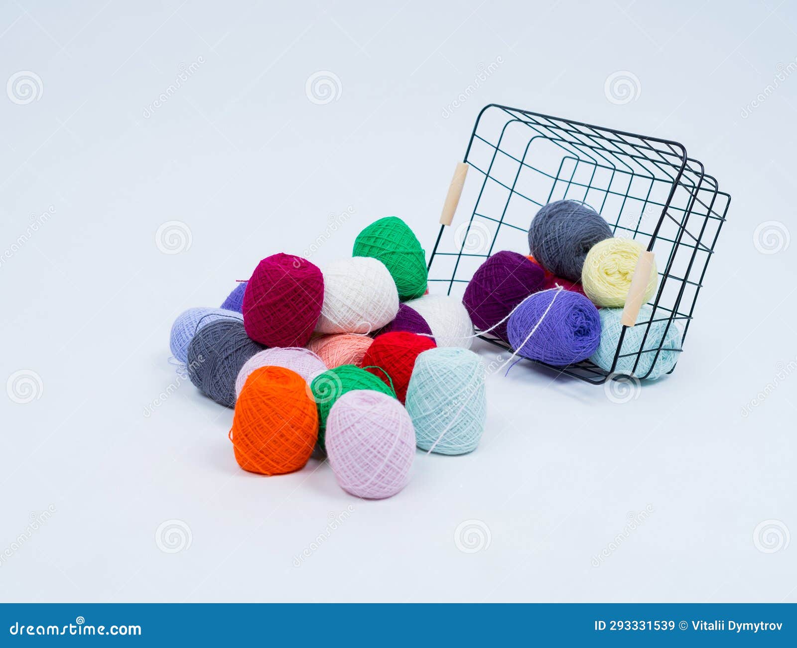 Multi-colored Balls of Thread. Stock Image - Image of frame, overturned ...
