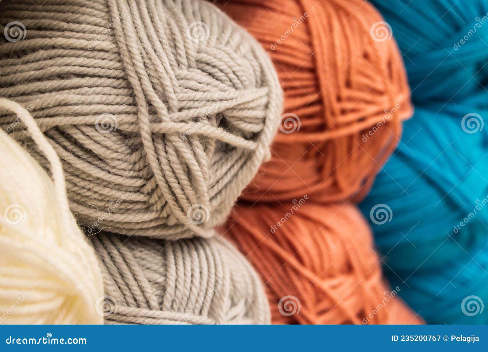 Multi-colored Balls of Yarn for Knitting. Woolen Threads for Needlework ...
