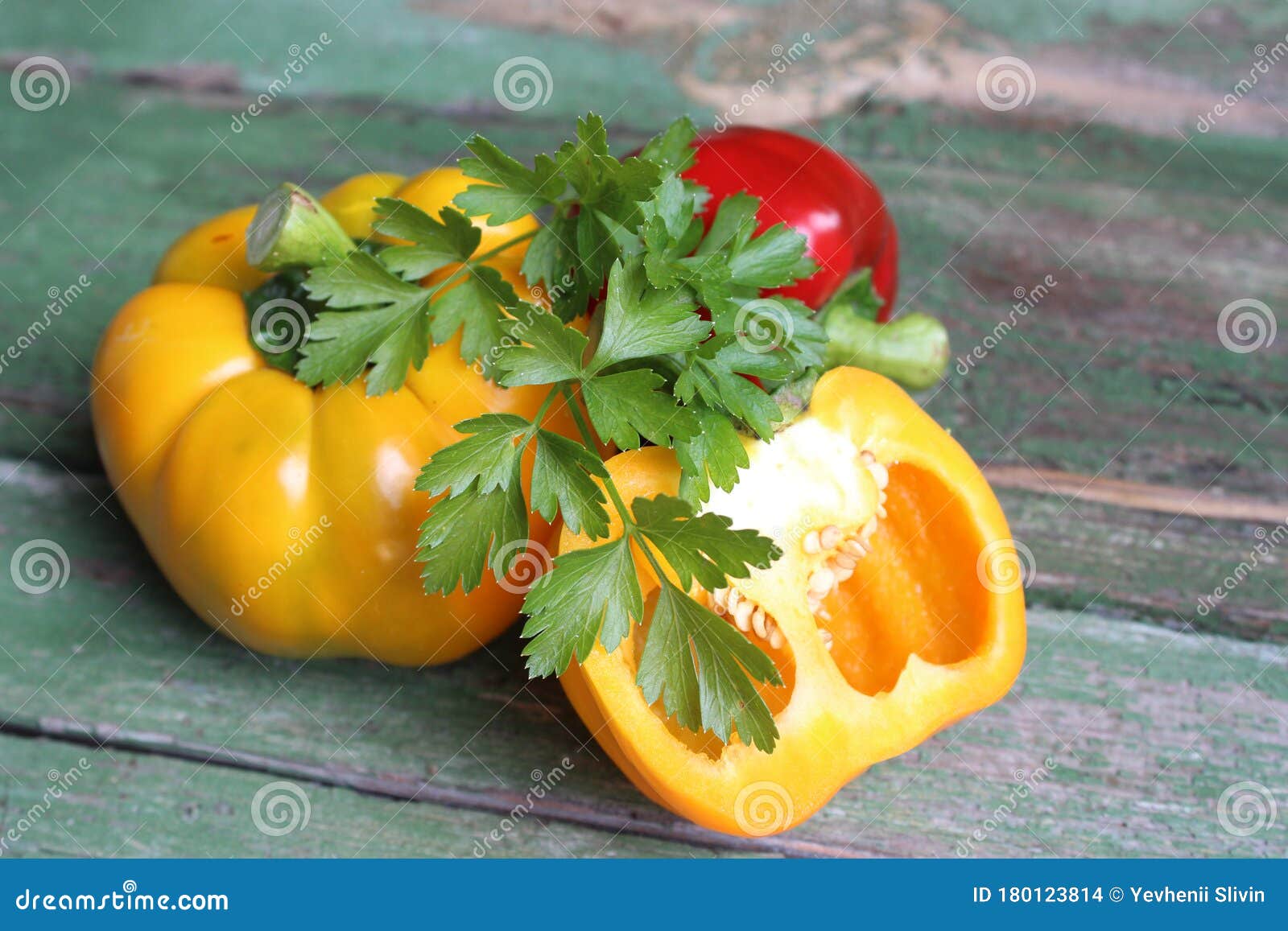Multi-colored Bell Peppers on the Background of Boards Stock Photo ...