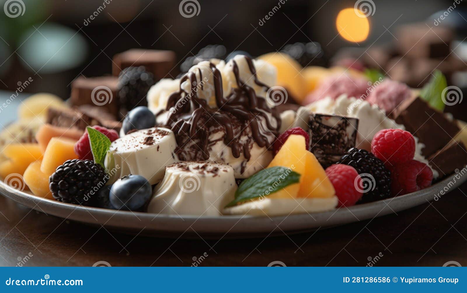 Multi Colored Berry Fruit Decoration on Gourmet Cheesecake Indulgence ...